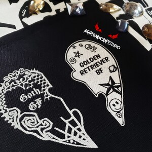 Goth Girlfriend Golden Retriever Boyfriend Heart Halves Patch ...