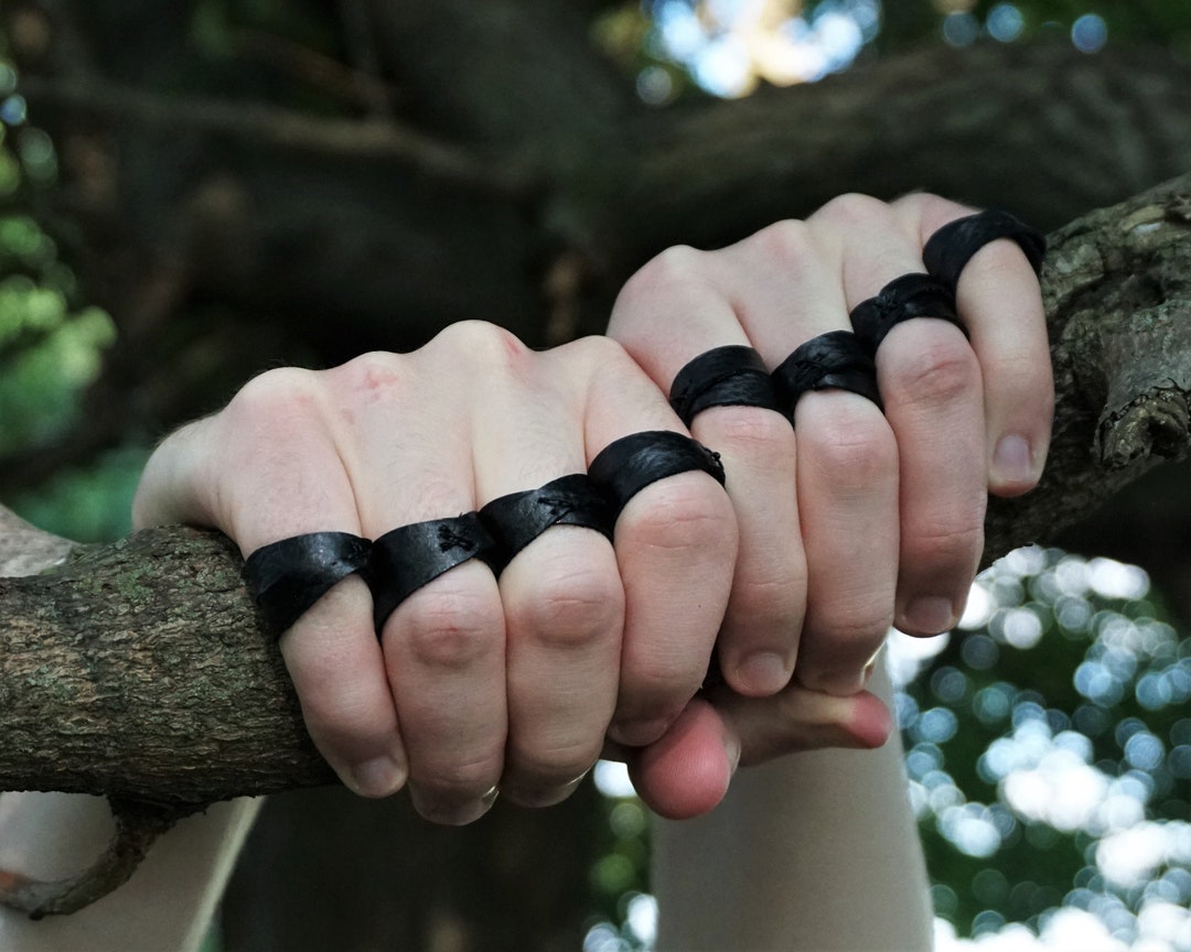 Black Faux Leather Wrap Style Ring - Etsy