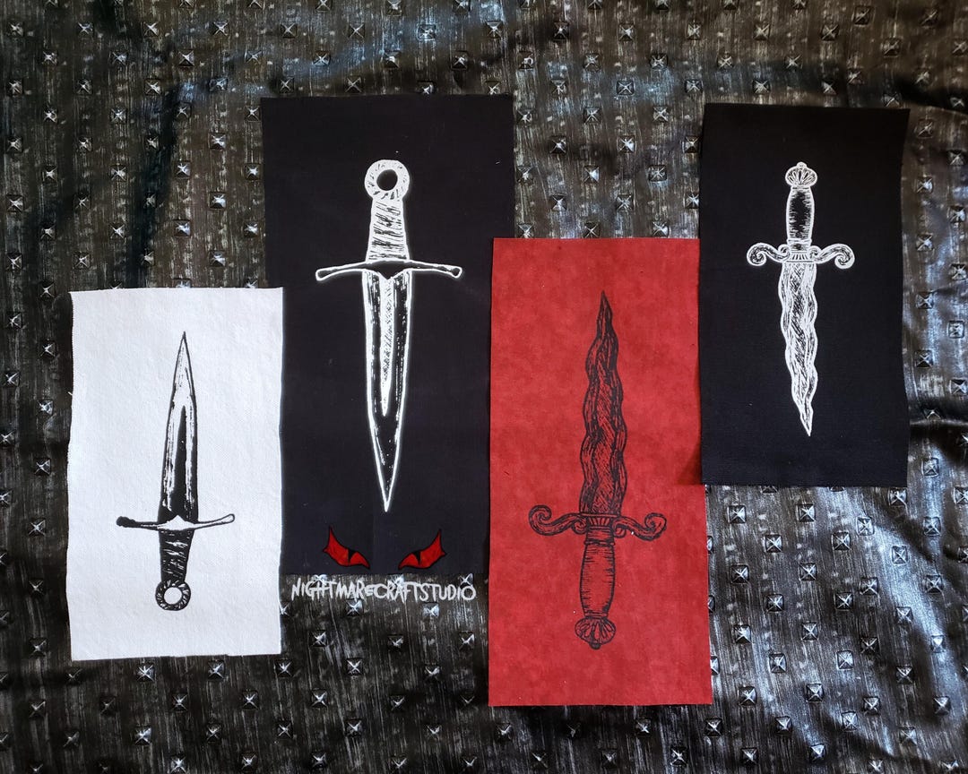The Knife Collection - Screenprinted Dagger Blade Cloth Patches - Etsy