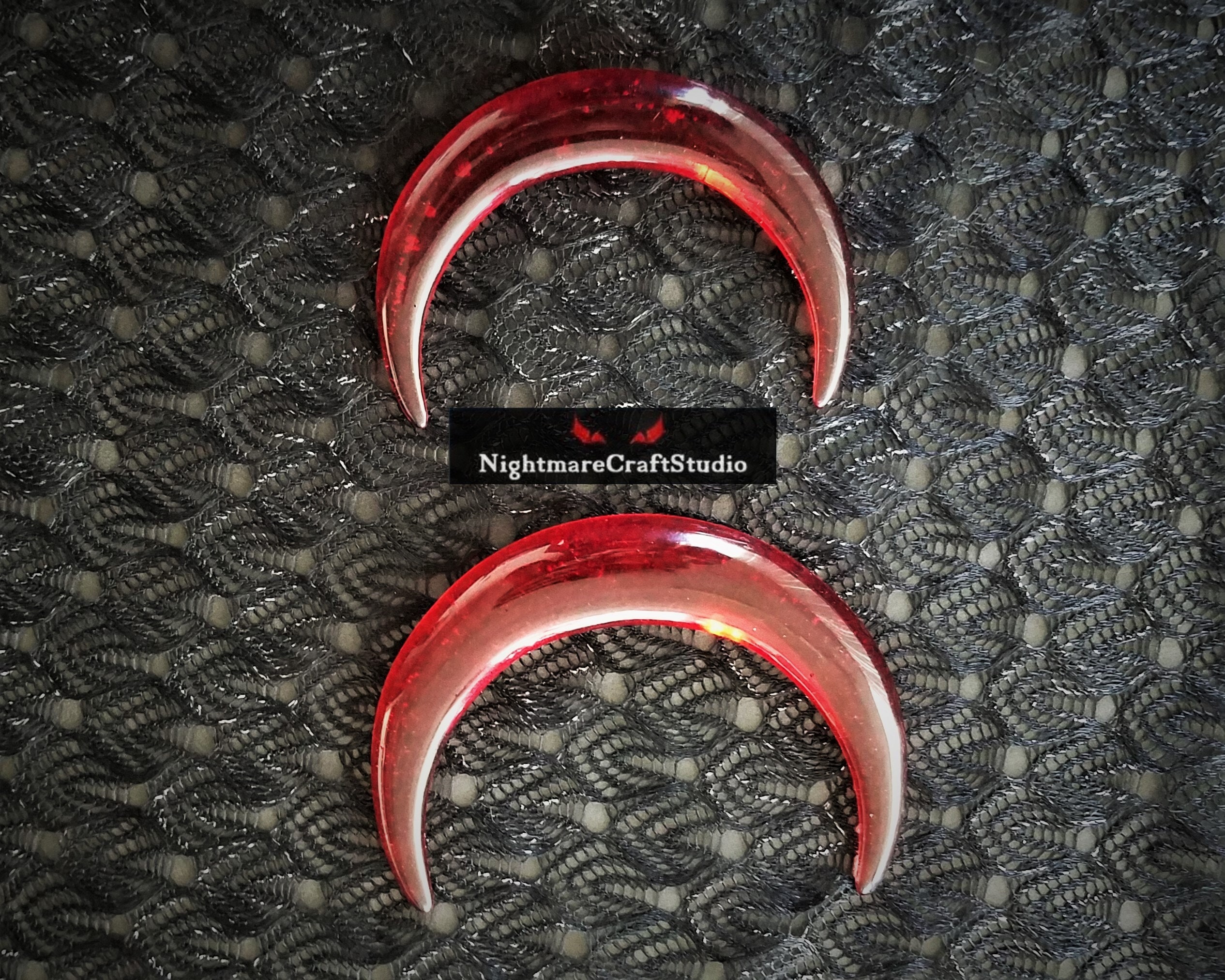 Red Devil Horns Crescent Moon Resin Hair Stick - Etsy