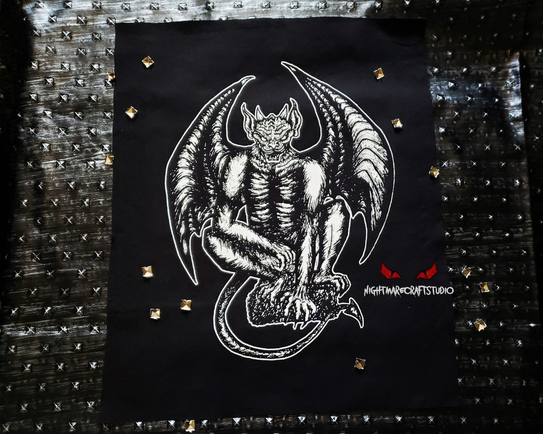 Gargoyle Monster Large Back Patch - Screenprinted Sew-on Cloth Patch - Etsy