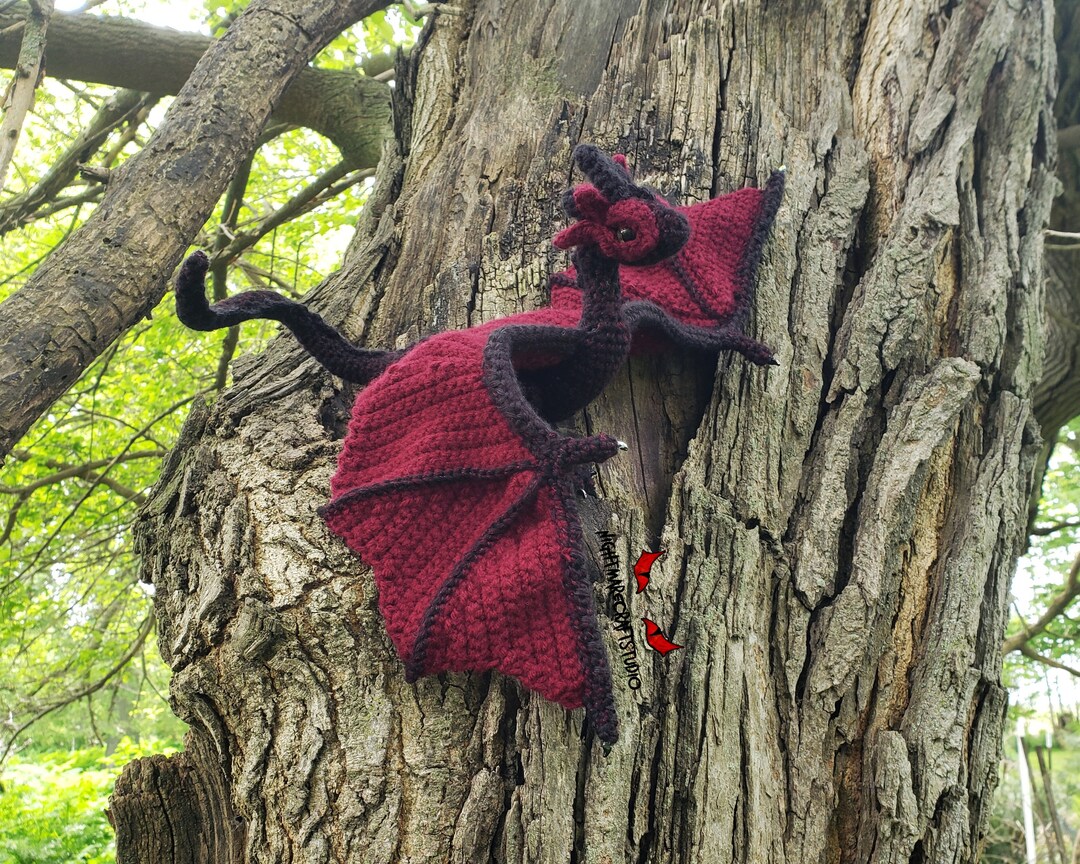 Black & Red Wyvern Crochet Soft Sculpture - Etsy