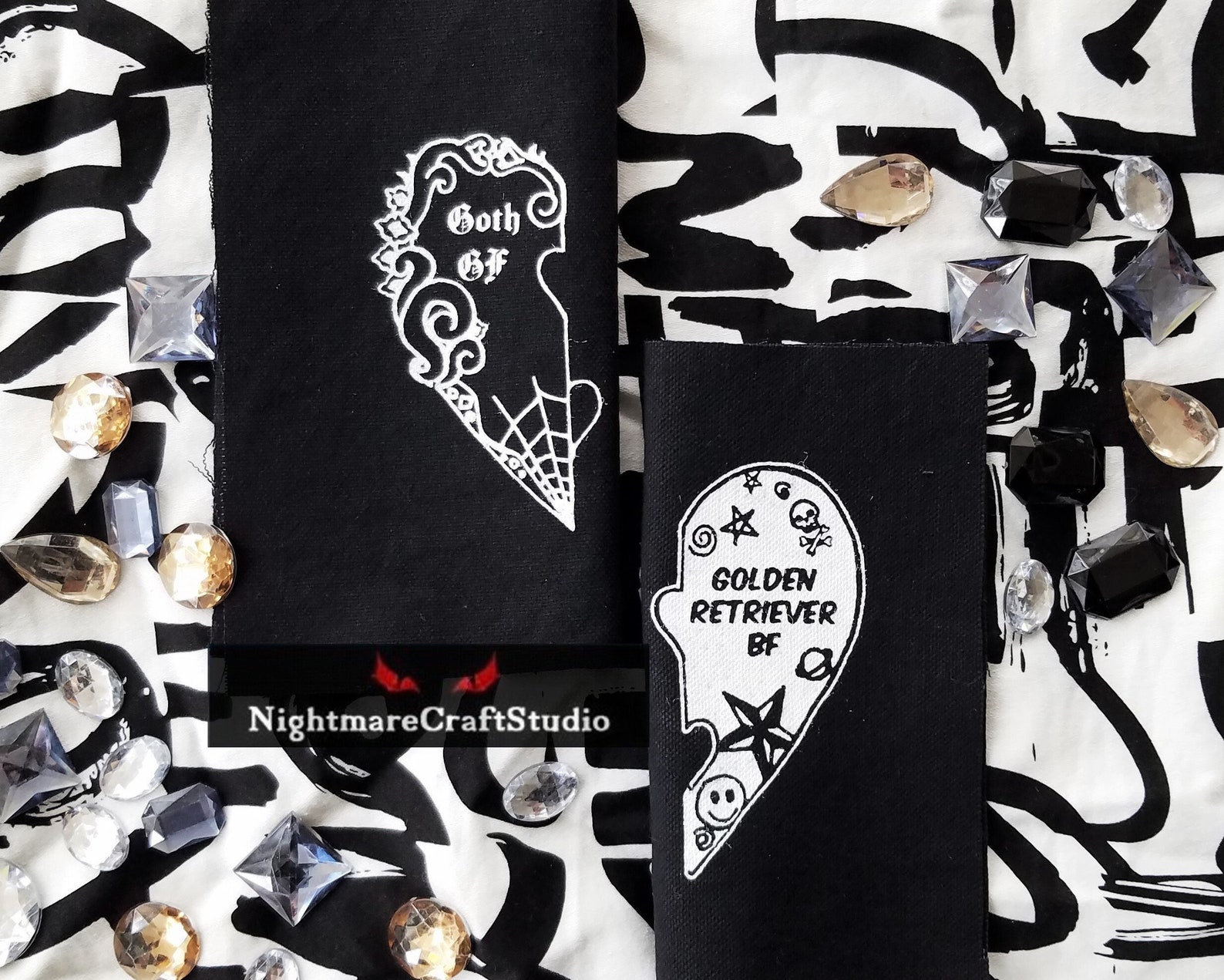 Goth Girlfriend Golden Retriever Boyfriend Heart Halves Patch - Etsy