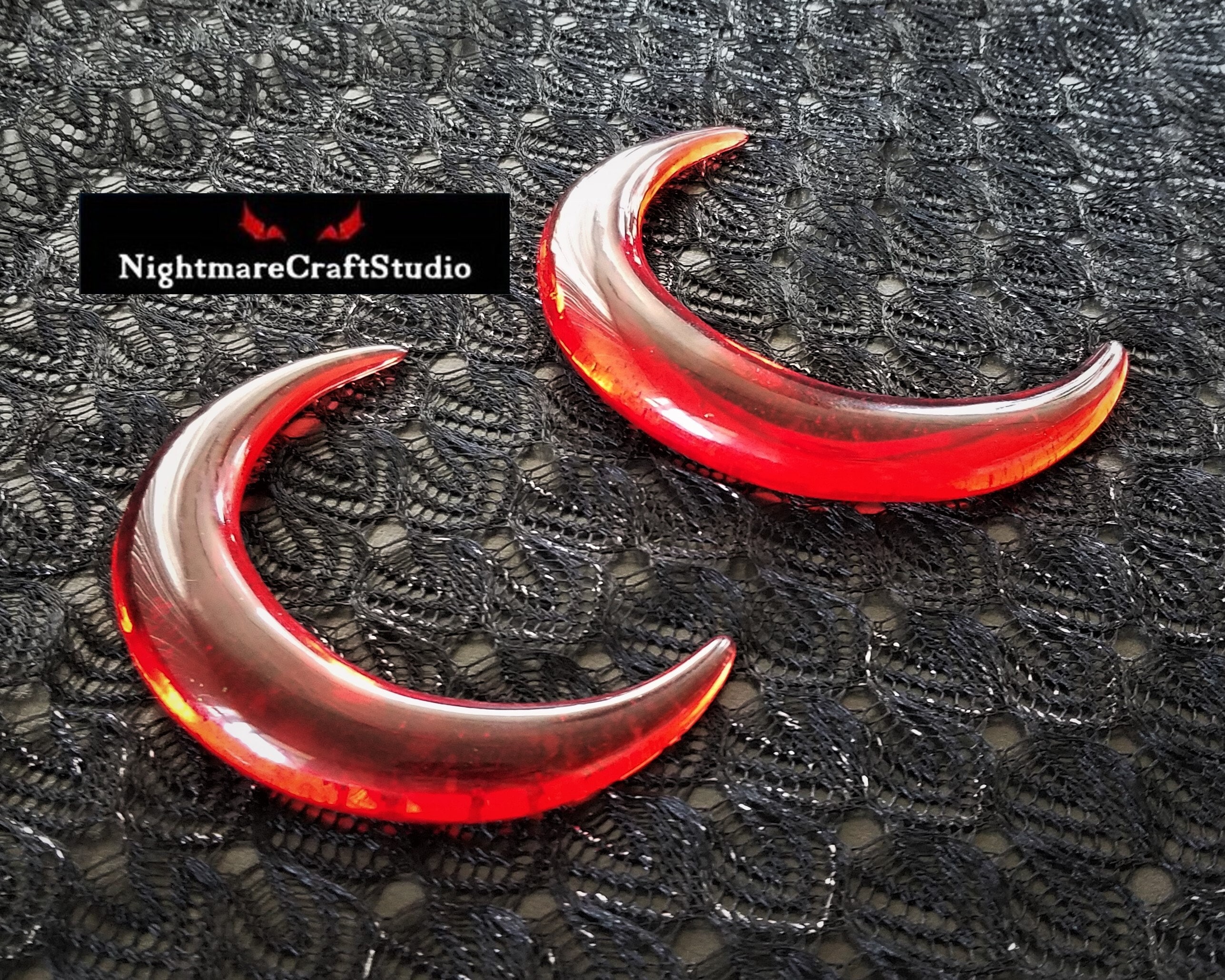 Red Devil Horns Crescent Moon Resin Hair Stick - Etsy