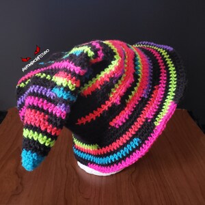 Rave Wizard Neon Color Crocheted Hat - Etsy