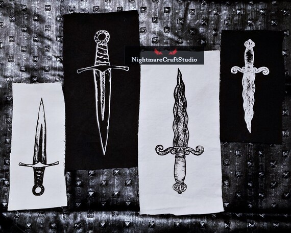 The Knife Collection Screenprinted Dagger Blade Design Cloth - Etsy