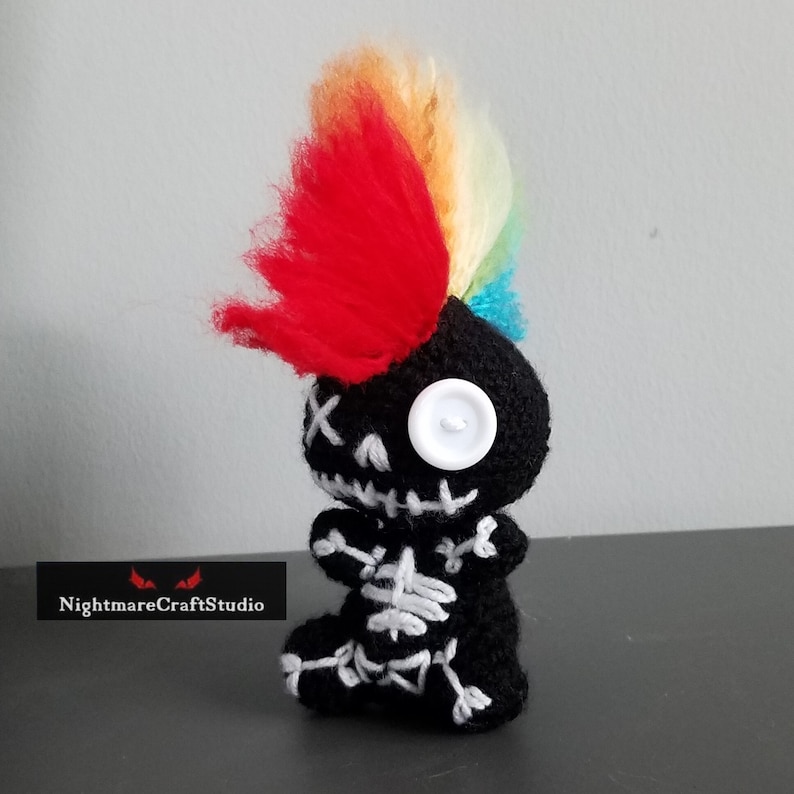 Skeleton Voodoo Doll With Rainbow Mohawk Crochet Plush - Etsy