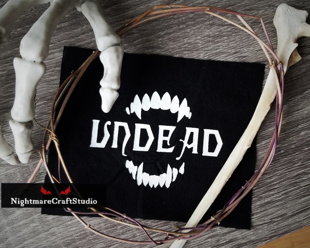 Undead Vampire Teeth Gothic Patch - Screenprinted Cloth Patch - Etsy