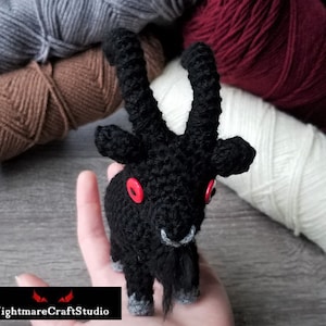 Black Goat Crochet Plush With Red Button Eyes - Etsy