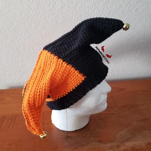 Orange & Black Crochet Jester Hat With Jingle Bells - Etsy