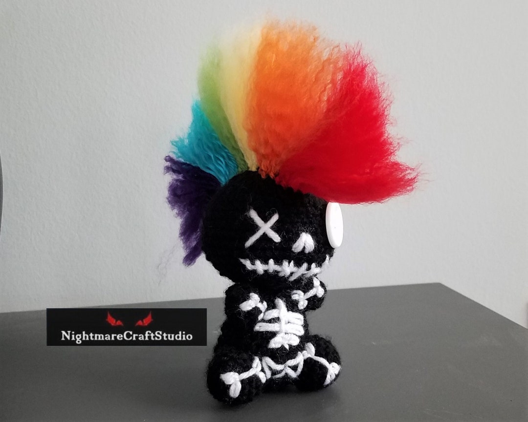 Skeleton Voodoo Doll With Rainbow Mohawk Crochet Plush - Etsy