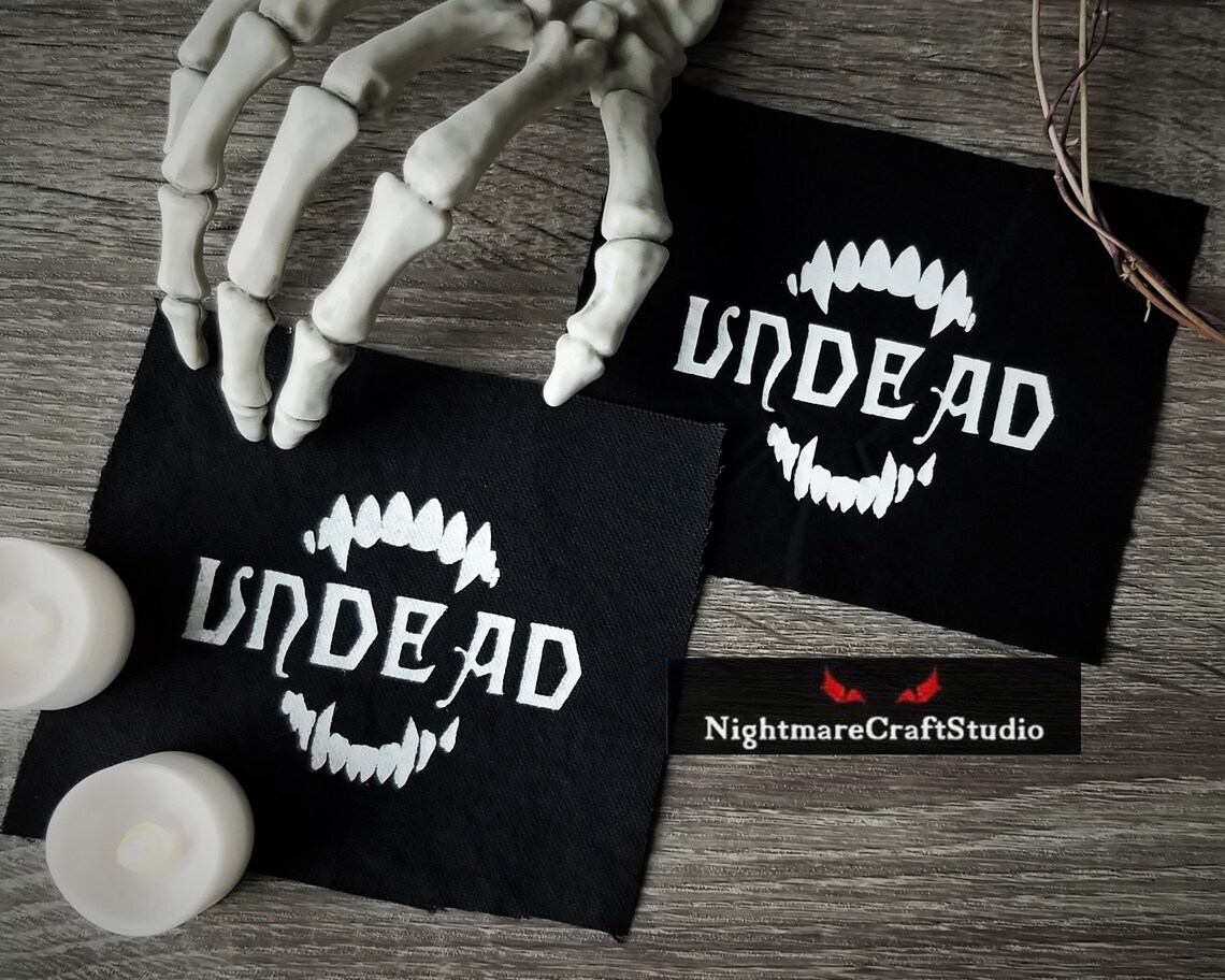 Undead Vampire Teeth Gothic Patch Screenprinted Cloth Patch - Etsy