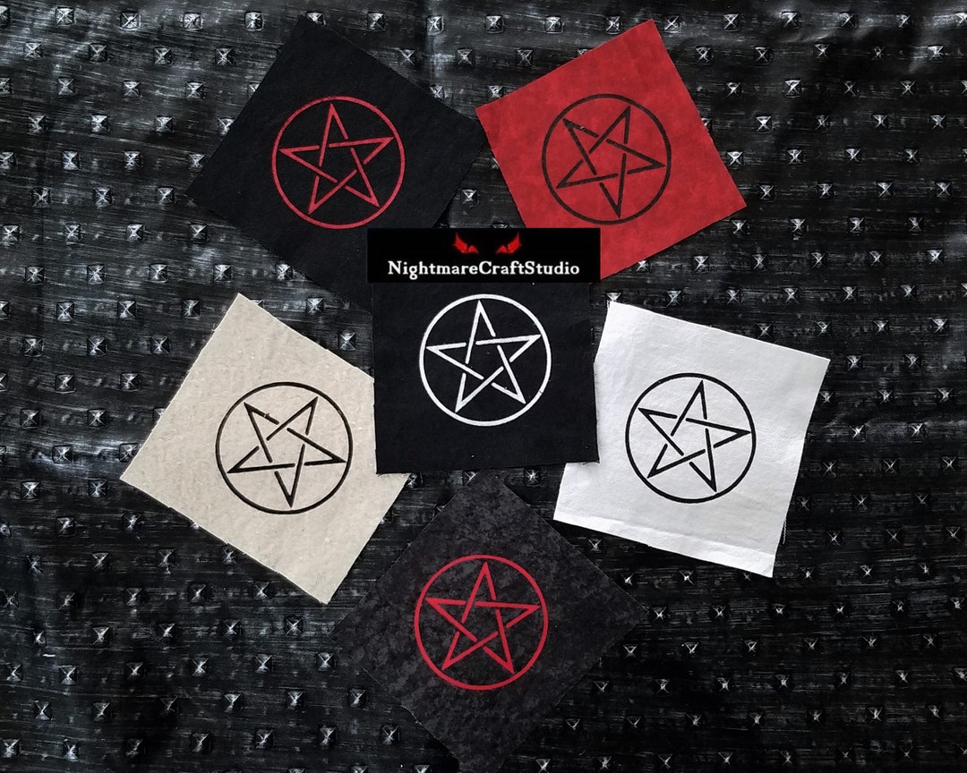 Pentacle/pentagram Screenprinted Cloth Patch - Punk Sew-on Patch - Etsy