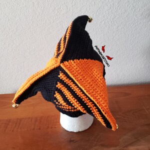 Orange & Black Crochet Jester Hat With Jingle Bells - Etsy