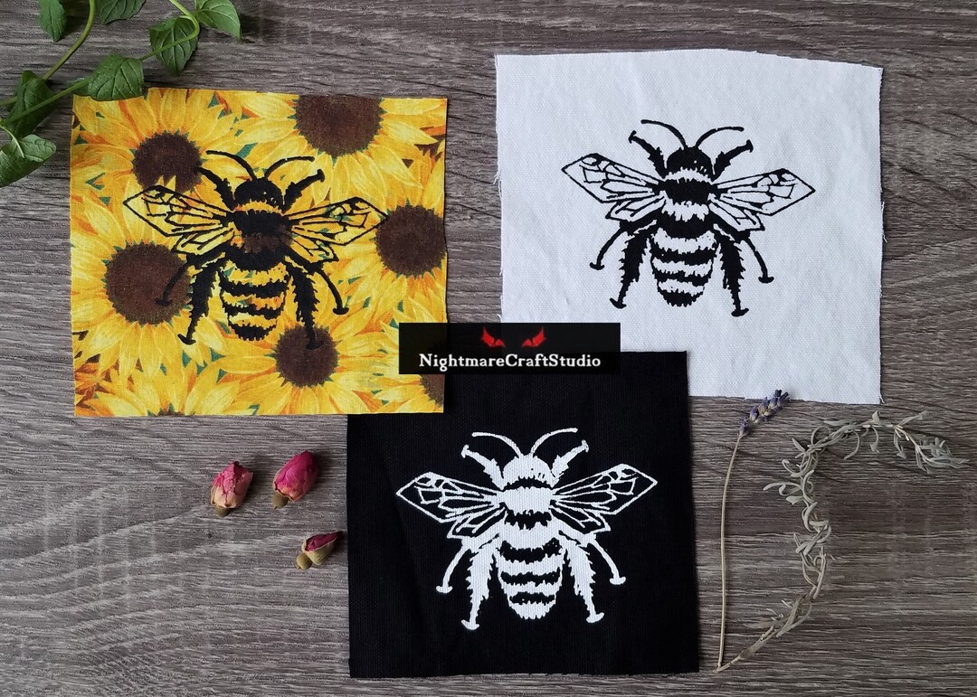 Bumble Bee Screenprinted Cloth Patch - Etsy