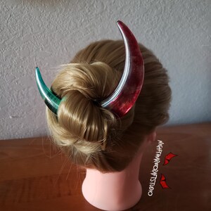 Red Devil Horns Crescent Moon Resin Hair Stick - Etsy