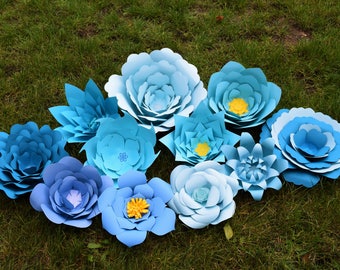 Blue paper flowers | Etsy