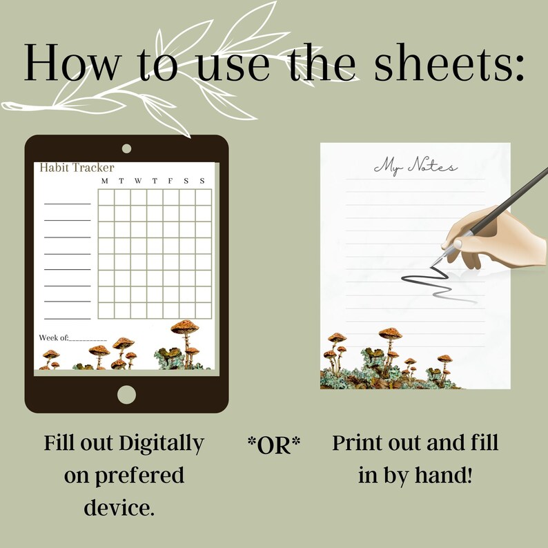 Forest Themed Planner Bundle/mushroom Themed Planner/digital Planner ...