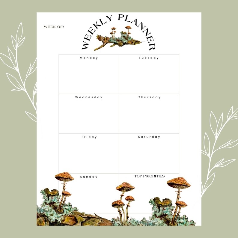 Forest Themed Planner Bundle/mushroom Themed Planner/digital Planner ...