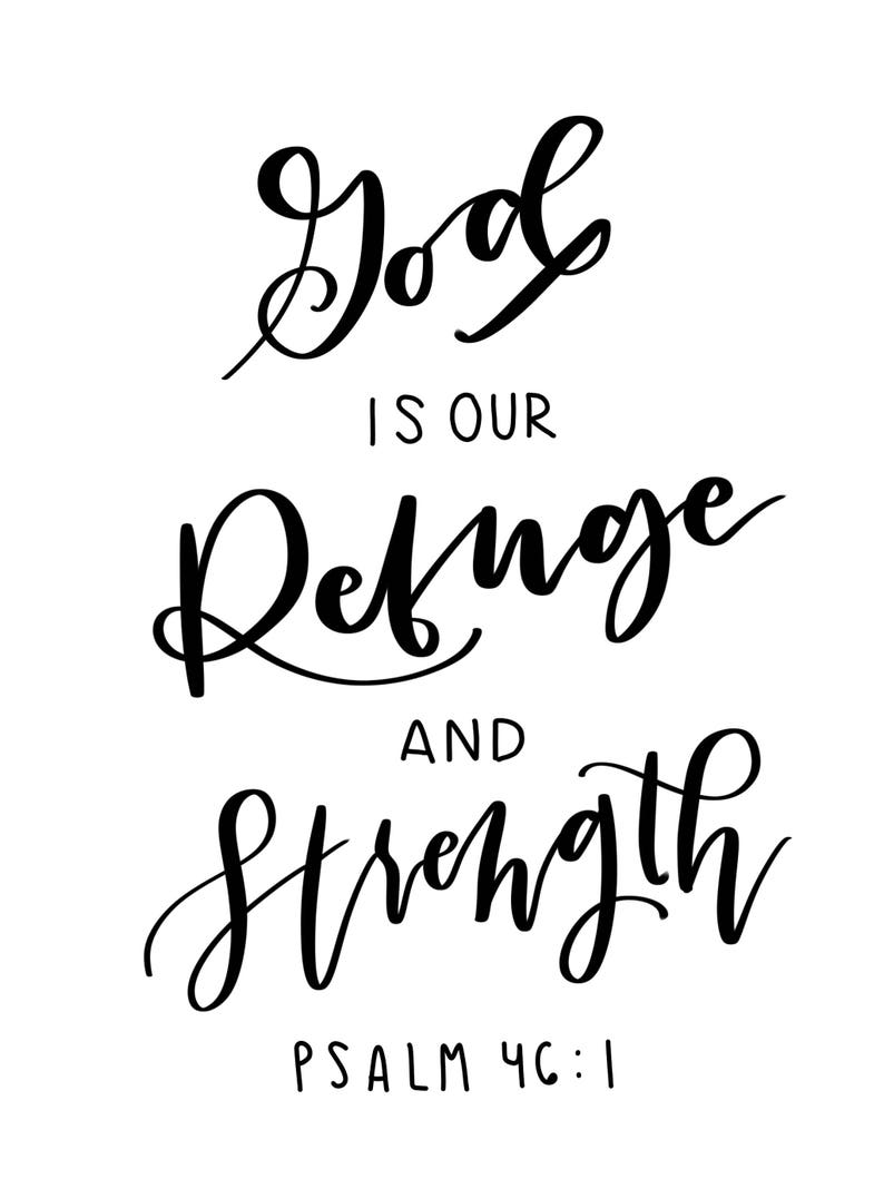 Psalm 46:1 - Hand Lettered, Bible Scripture, Digital Downloadable File ...