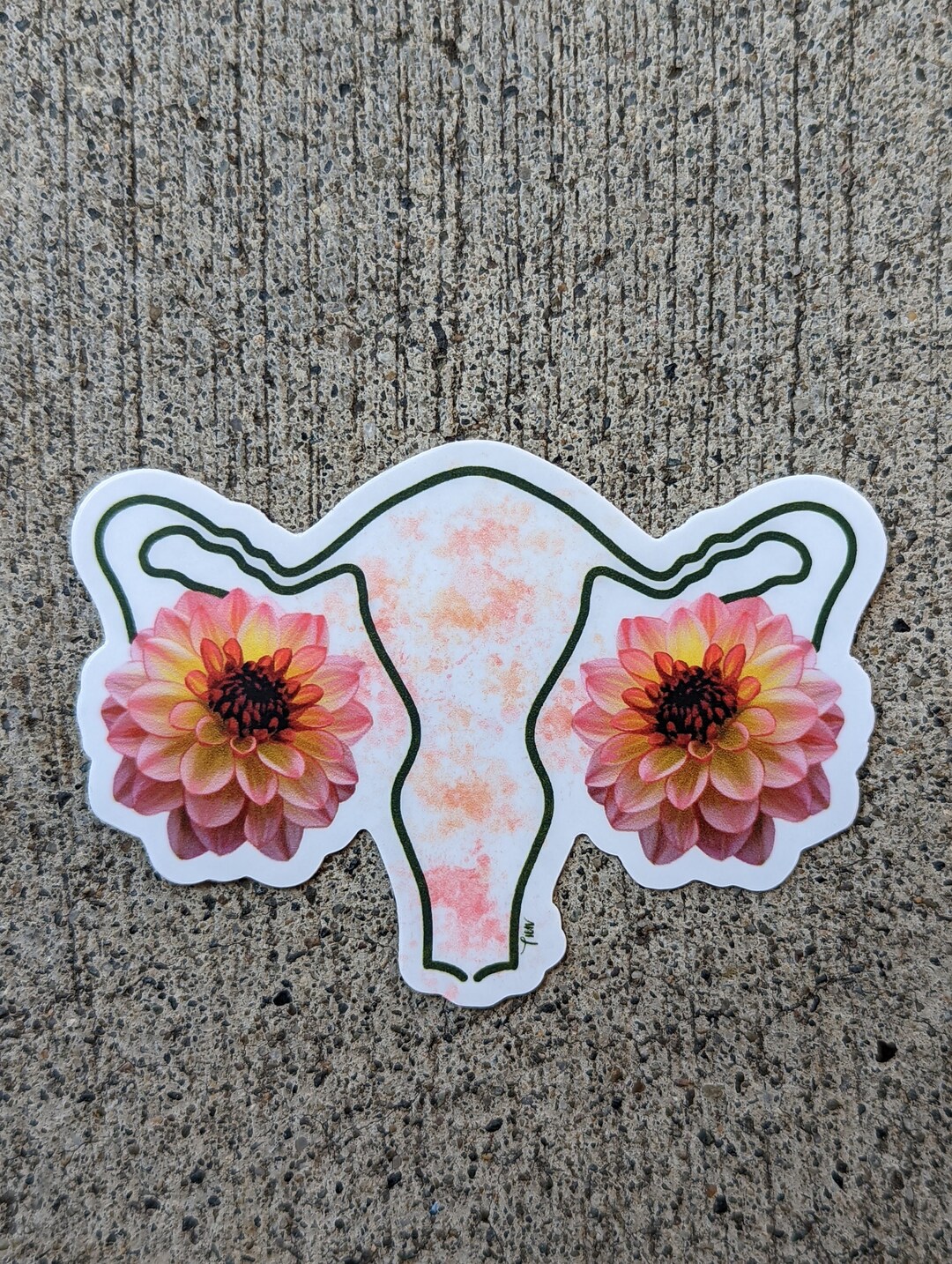 Sticker Uterus Dahlia Vinyl Sticker - Etsy