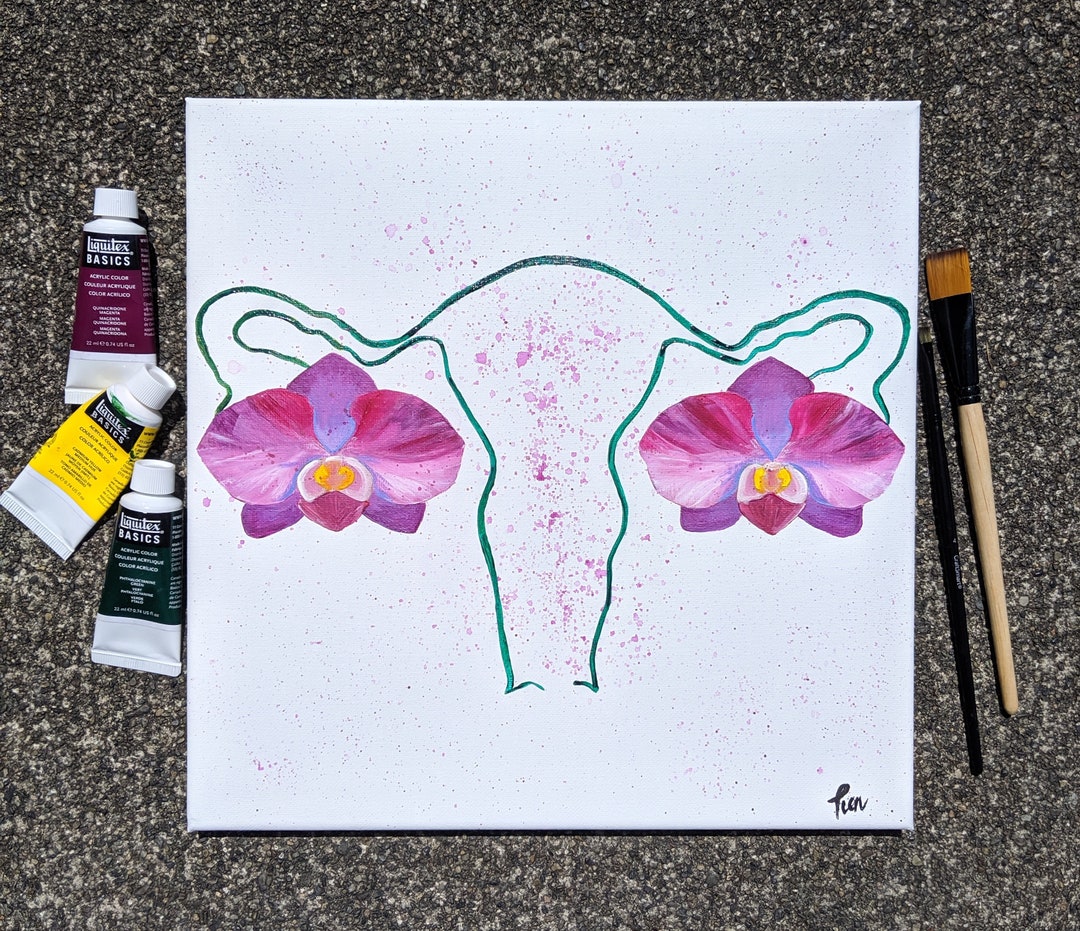 Original Floral Uterus Orchid Acrylic on Canvas 12x12 - Etsy
