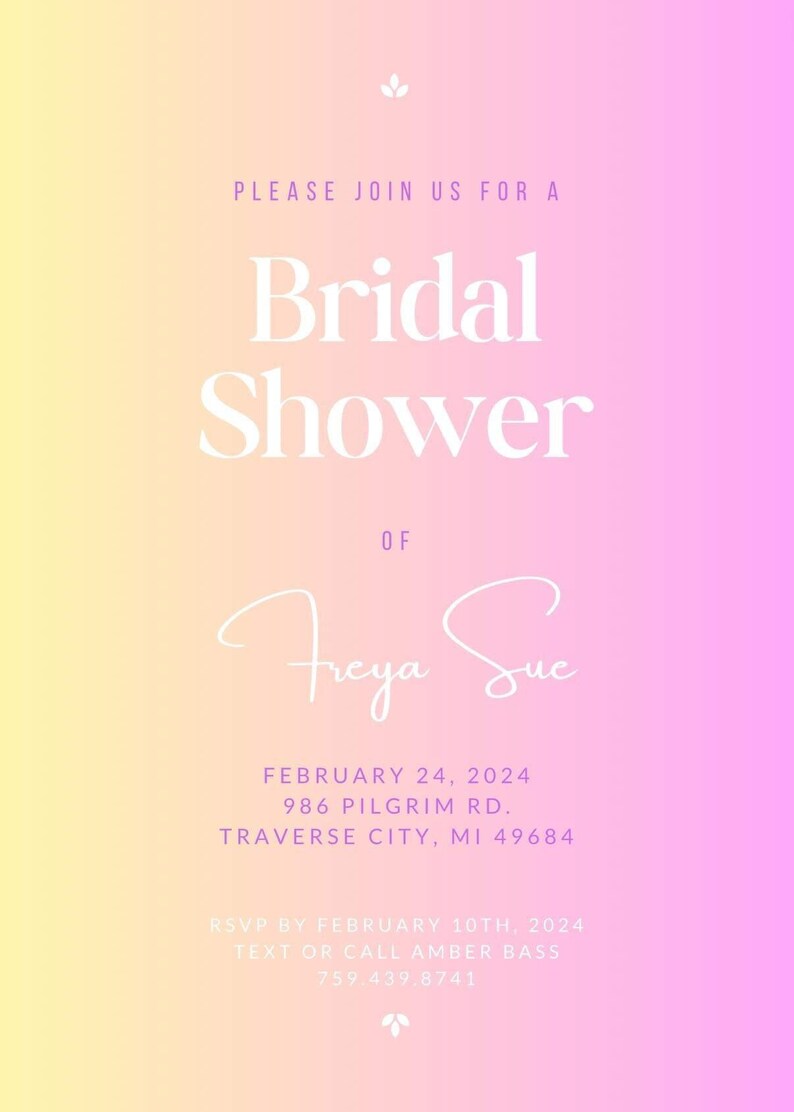 Bridal Shower Simple Gradient Template - Etsy