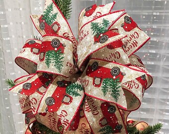 Red Truck Tree Topper Bow - Etsy