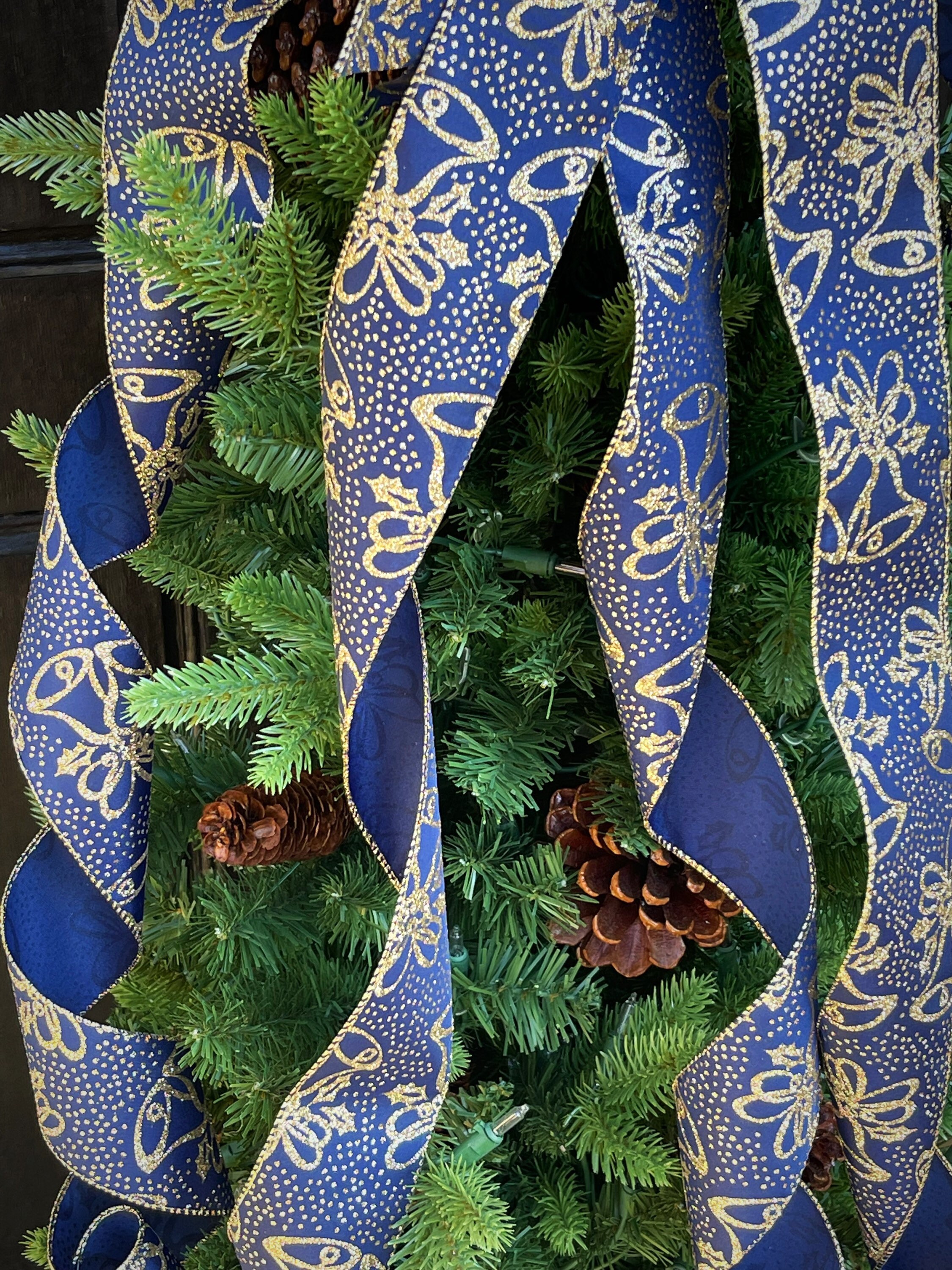 Blue and Gold Christmas Tree Bow Large Christmas Bow Blue - Etsy