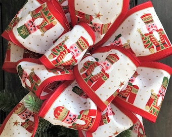 Large Nutcracker Tree Topper, Elegant Tree Topper, Christmas Tree Decor, Harlequin Ribbon ...