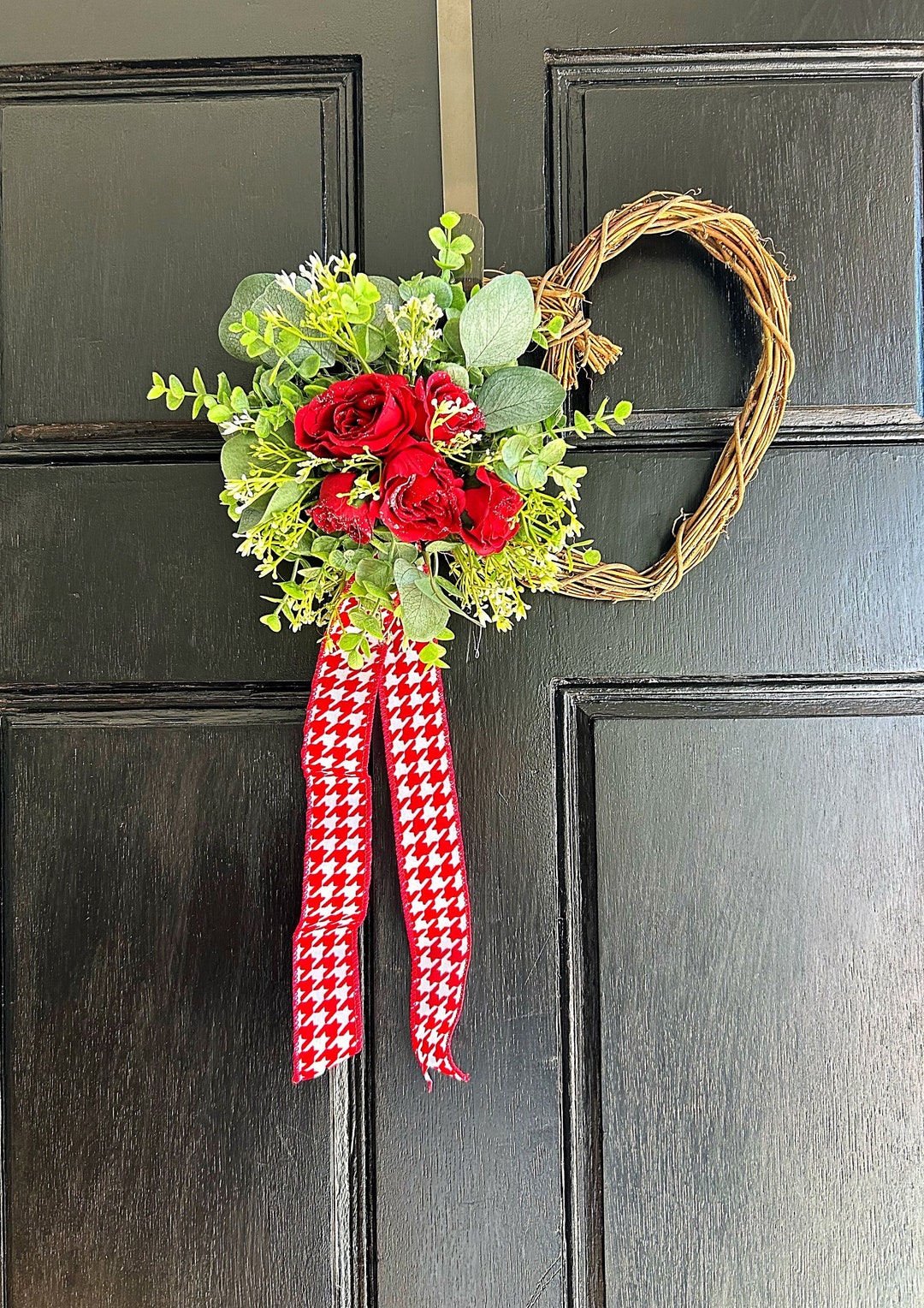 Boho Heart Wreath Heart Wreath Burgundy Mini Roses Valentine Wreath ...
