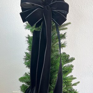 Elegant Black Velvet Tree Topper Bow: Wired Edge Ribbon, 12" Wide for ...