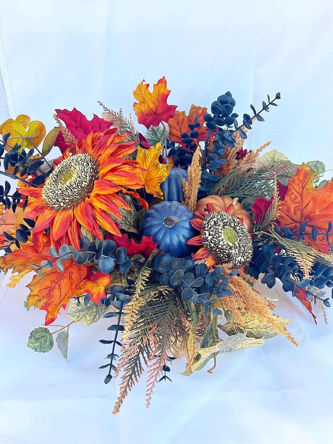 XL Fall Arrangements Blue Rust Large Arrangement Thanksgiving Blue ...