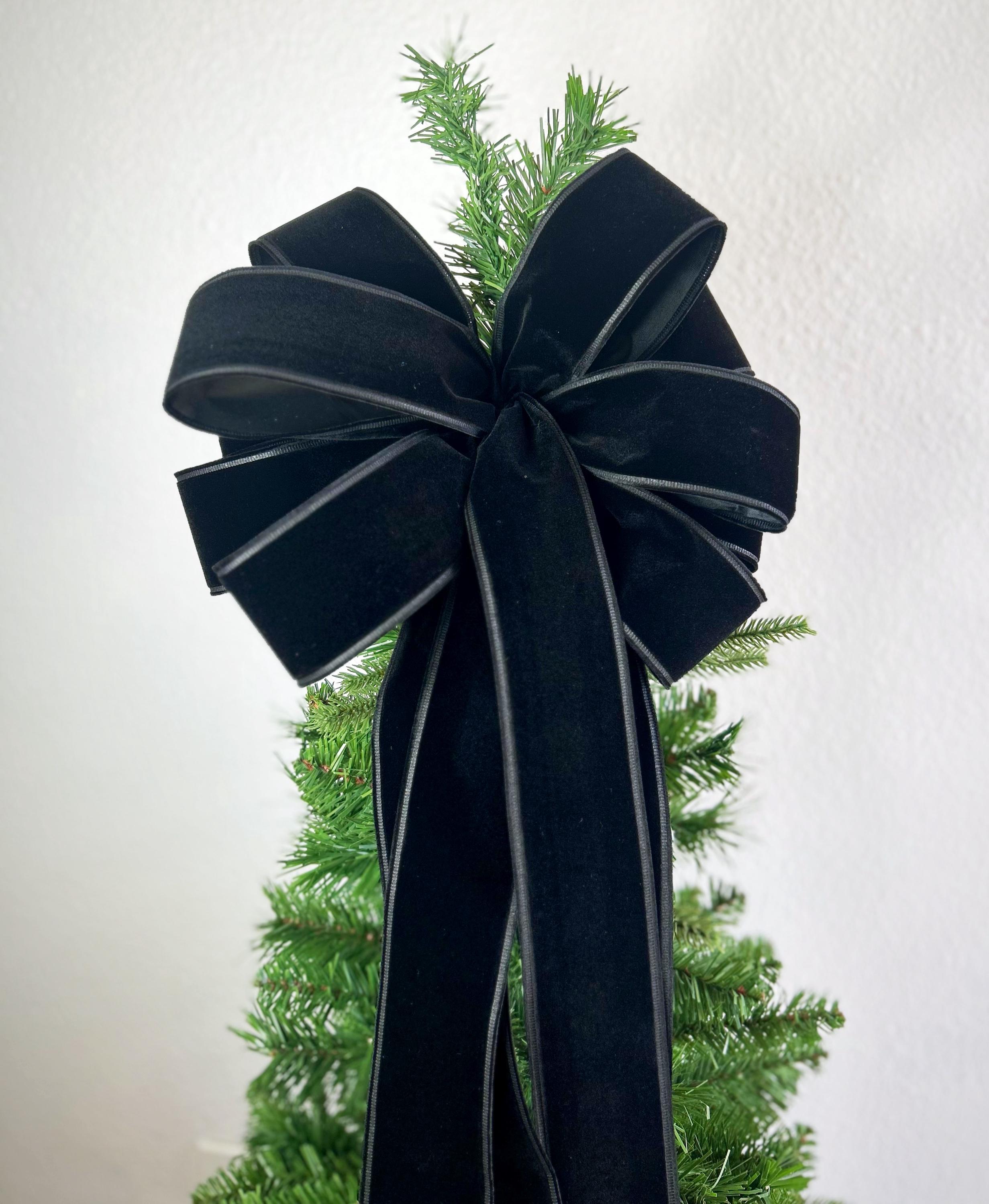 Elegant Black Velvet Tree Topper Bow: Wired Edge Ribbon, 12" Wide for ...
