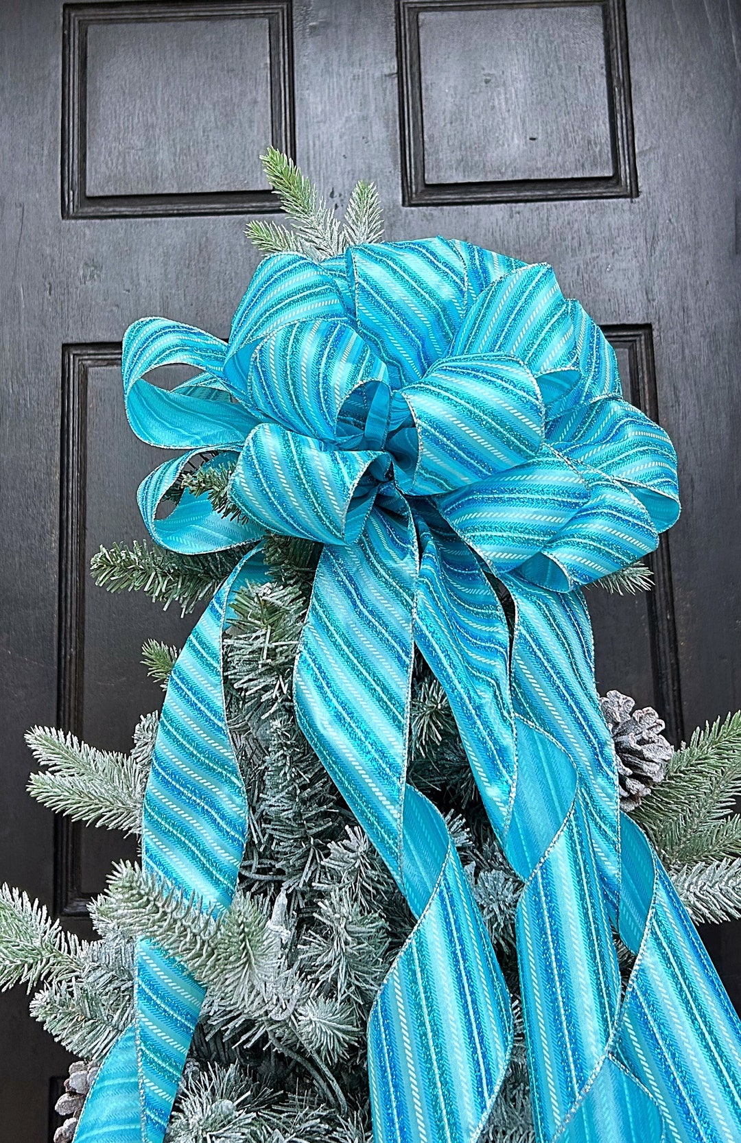 Blue Christmas Tree Bow Light Blue Christmas Bow Blue - Etsy