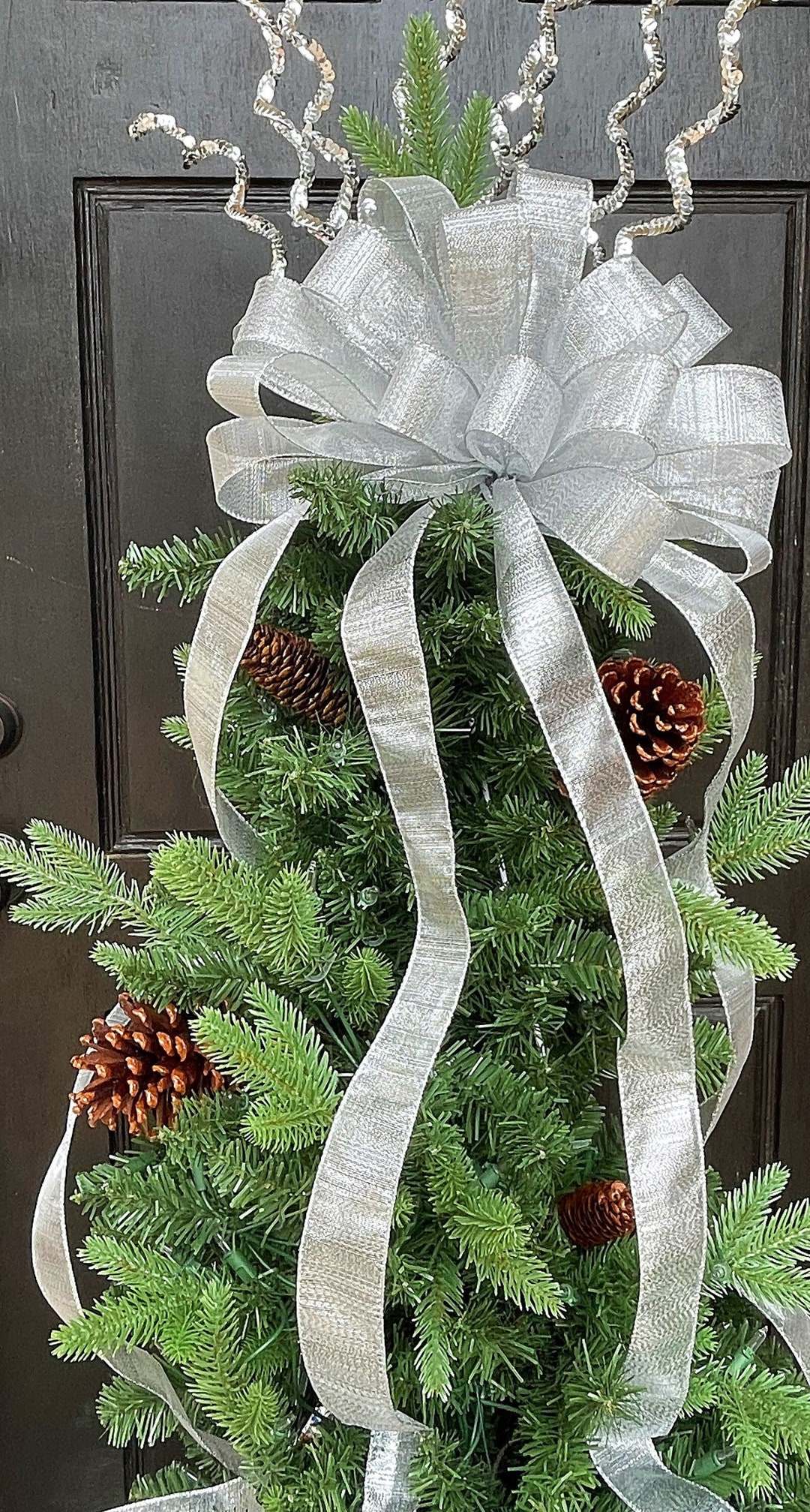 Silver Christmas Tree Bow: Elegant Holiday Decor, 12" Wide - Etsy