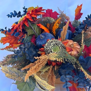 XL Fall Arrangements Blue Rust Large Arrangement Thanksgiving Blue ...