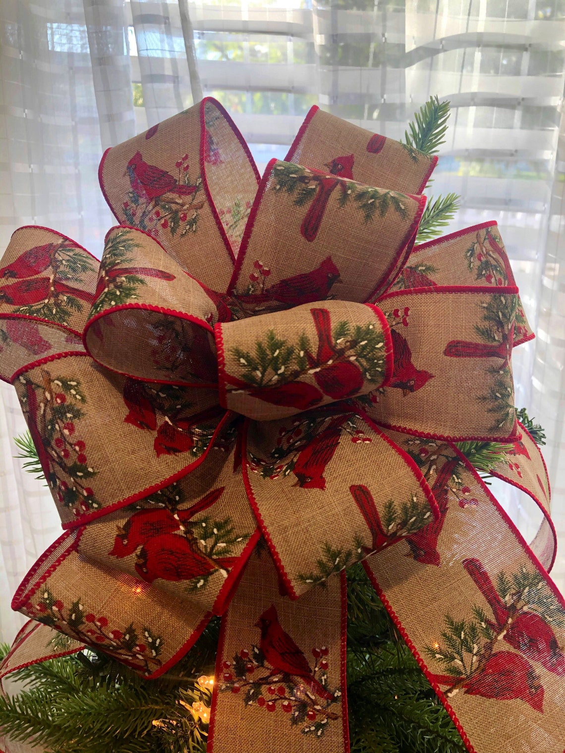 Red Cardinals Christmas Tree Bow Red Christmas Bow - Etsy