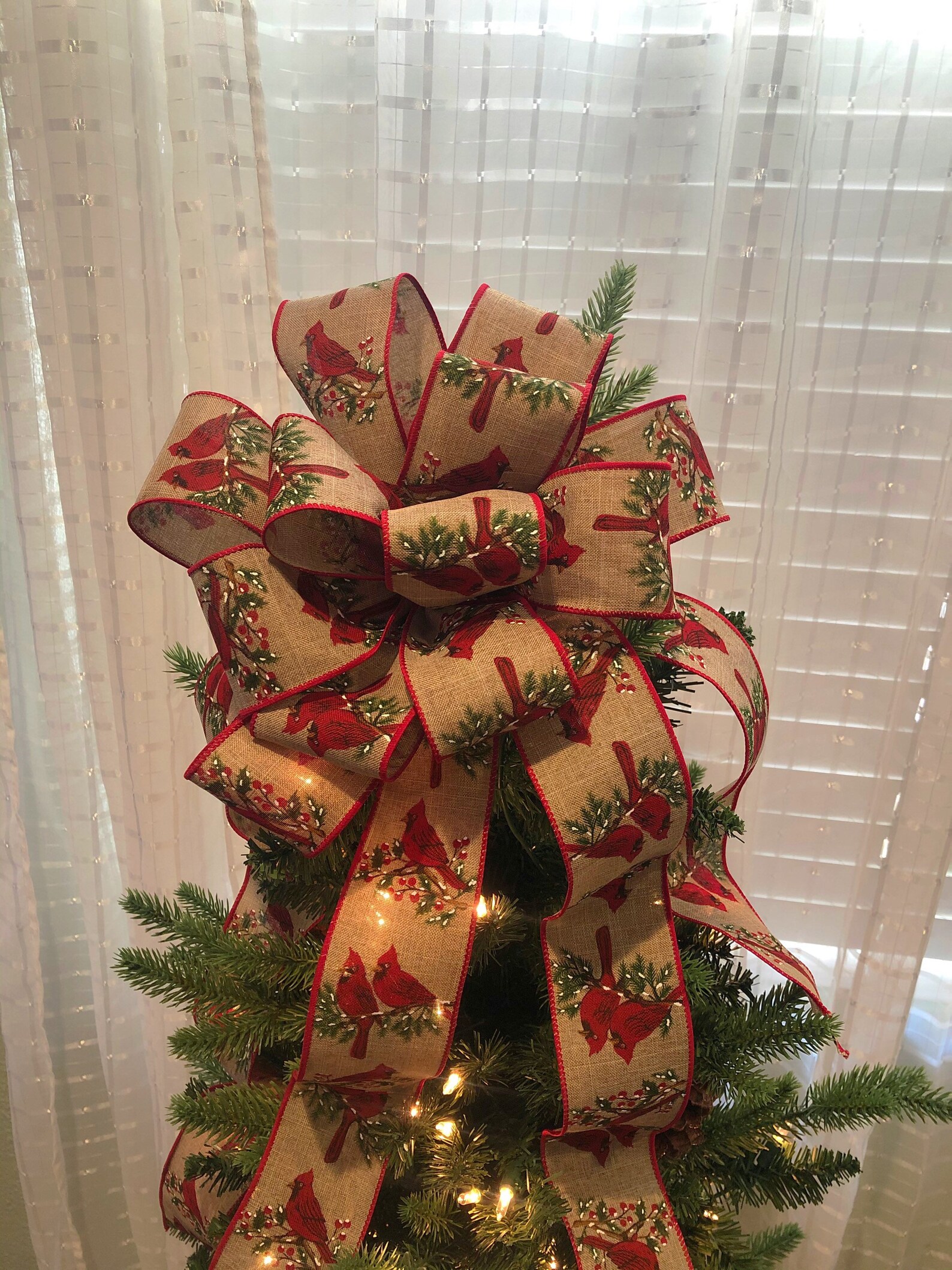 Red Cardinals Christmas Tree Bow Red Christmas Bow - Etsy