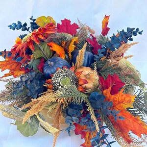 XL Fall Arrangements Blue Rust Large Arrangement Thanksgiving Blue ...