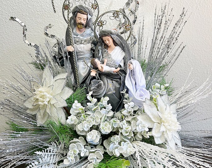 Silver Nativity Centerpiece Elegant Nativity Scene Centerpiece Silver ...