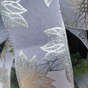 Silver and White Tree Bow White Christmas Bow White Silver - Etsy