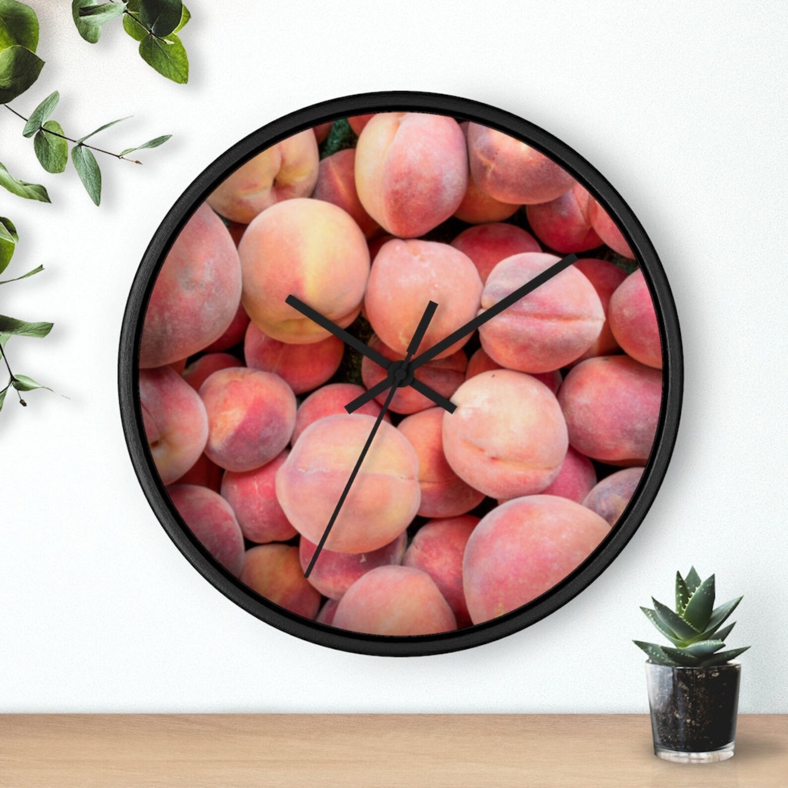 Peaches Wall Clock, Wall Clock, 10in Wall Clock, Fruit Themed Clock ...
