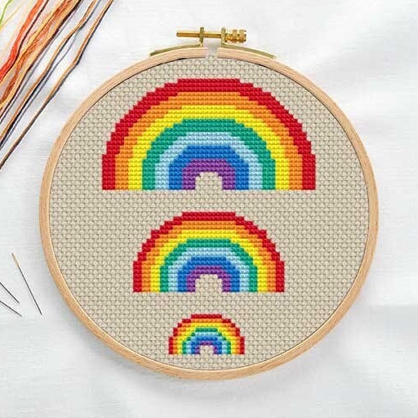 Rainbow Cross Stitch - Etsy