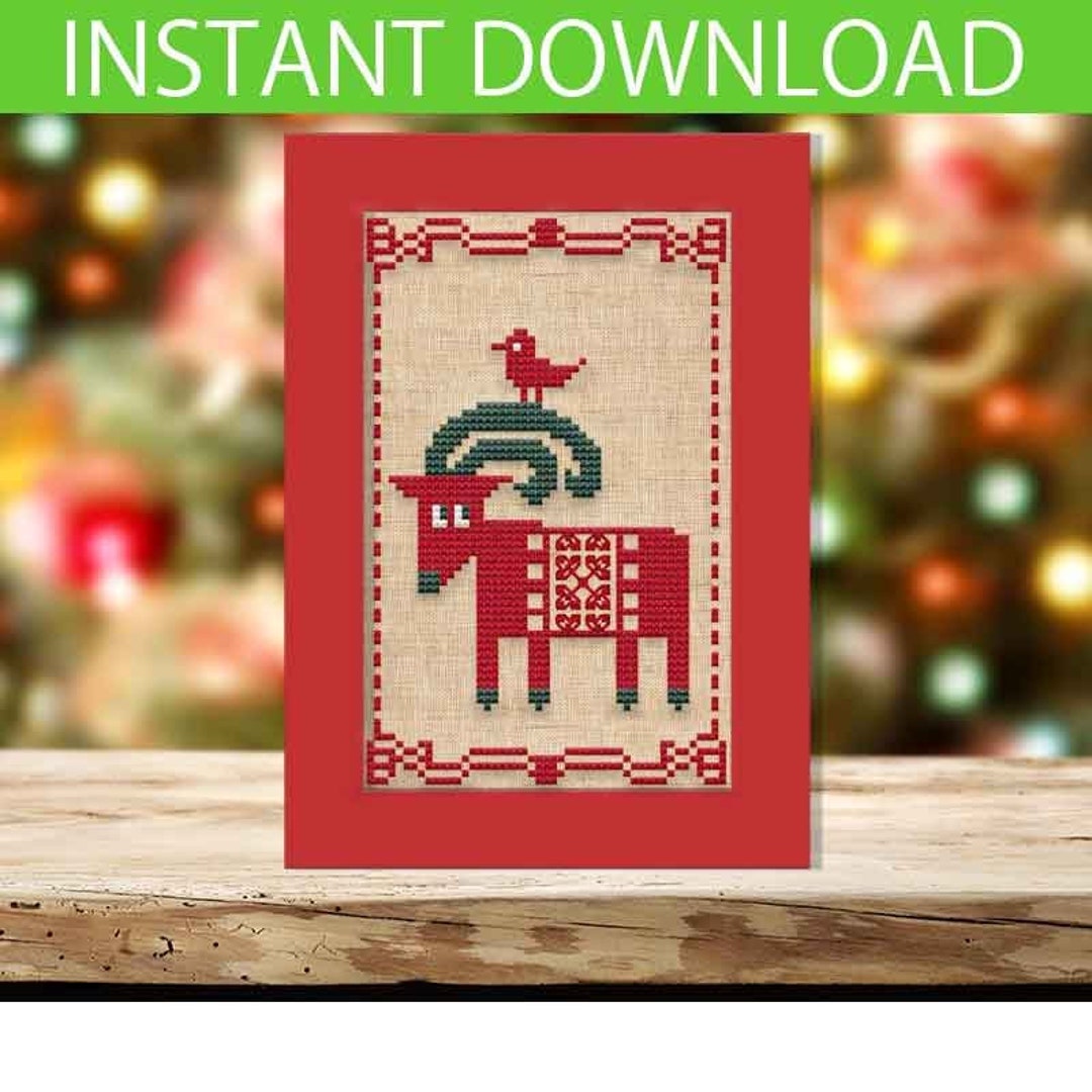 PATTERN : Christmas Card Cross Stitch Pattern (2), Reindeer Cross ...