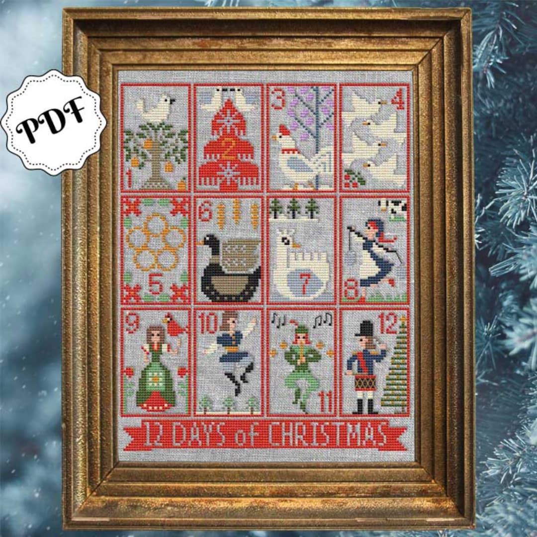 12 Days of Christmas Cross Stitch Pattern: 2×3" Mini Ornaments (PDF ...