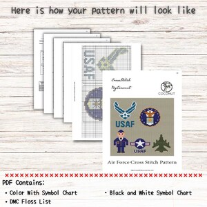 Mini Air Force Cross Stitch Pattern, Small Military, USAF, US Military ...