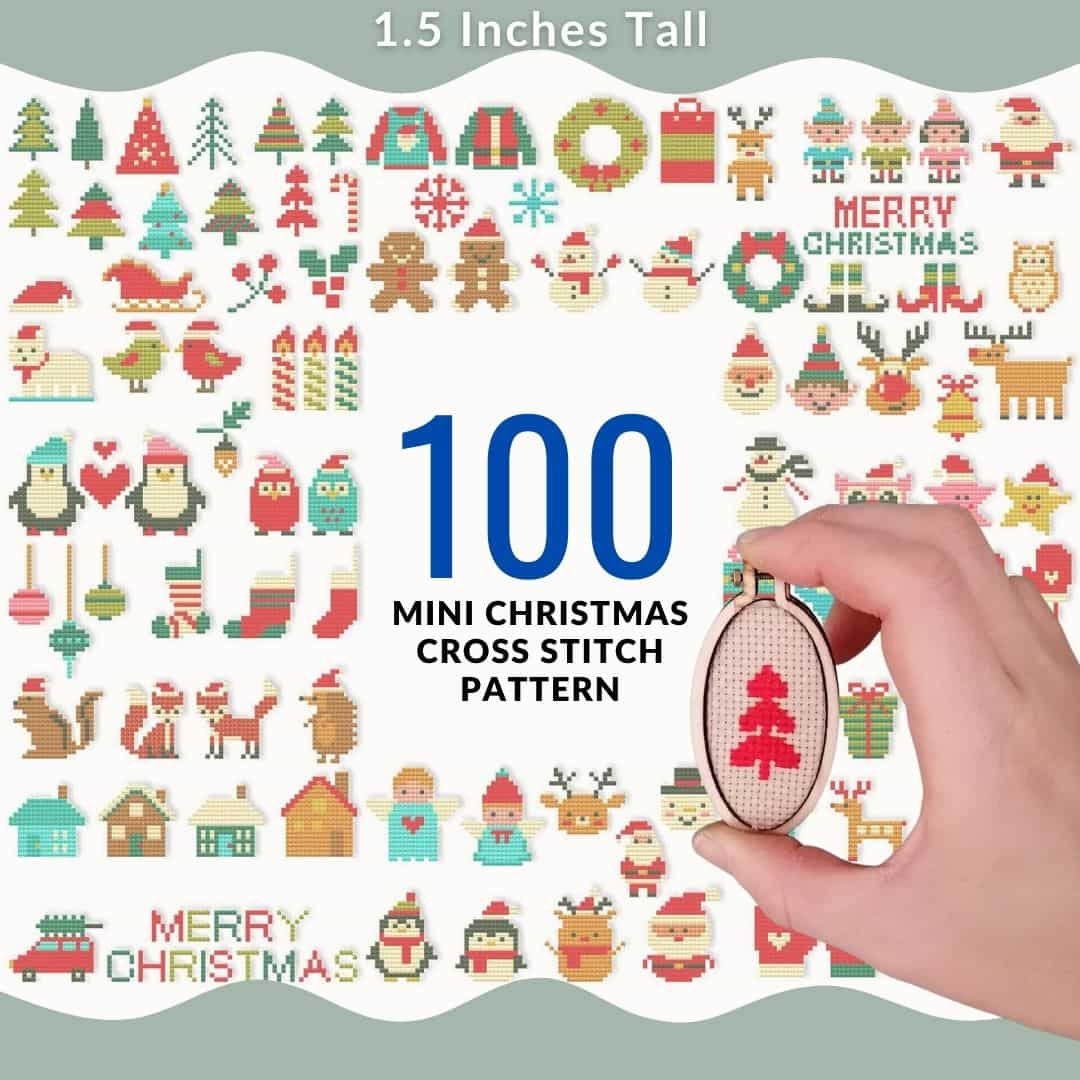 Small Christmas Cross Stitch Patterns 1.5 Tall Cross - Etsy