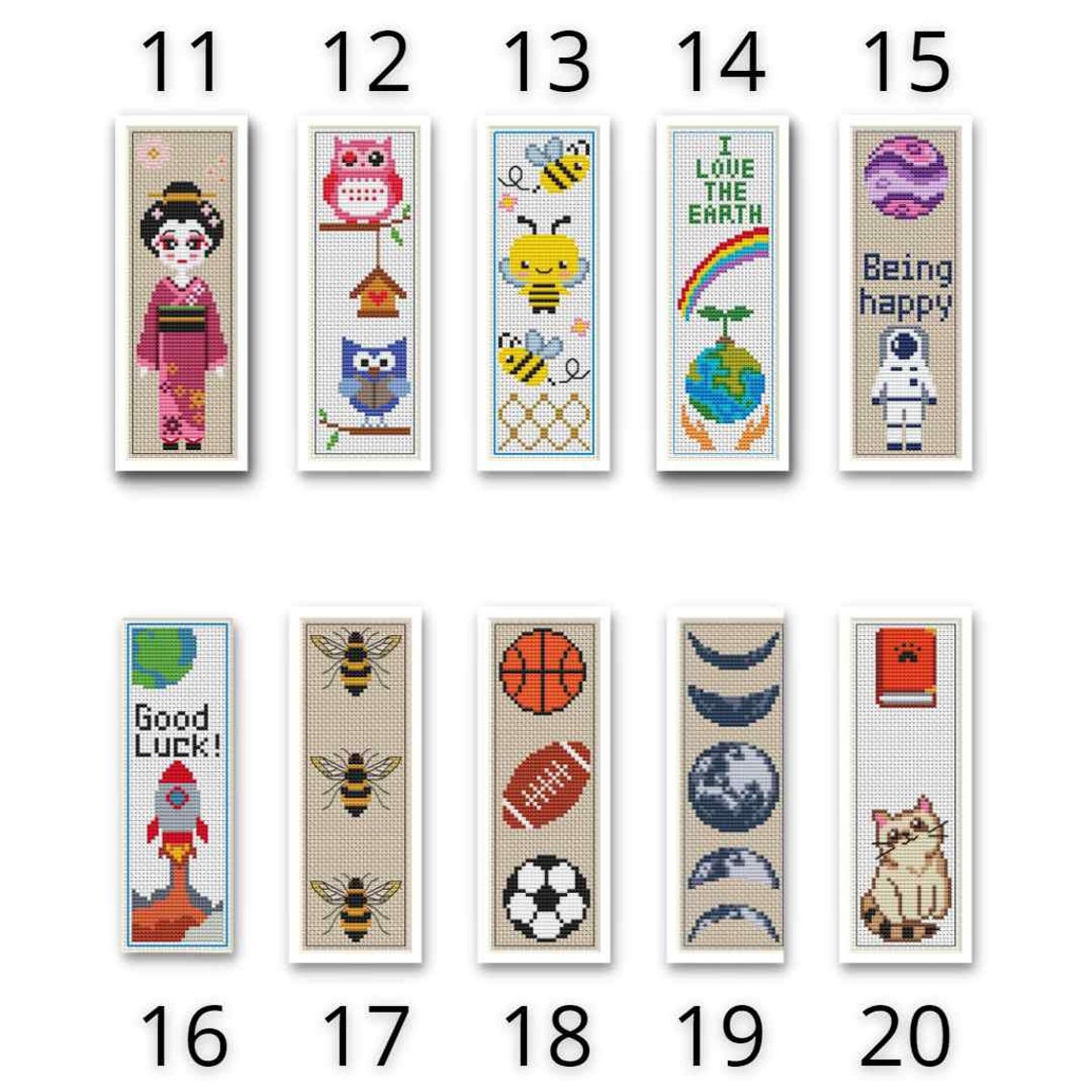 Cross Stitch Bookmark Pattern Bundle PDF 2 Inch Wide Small - Etsy