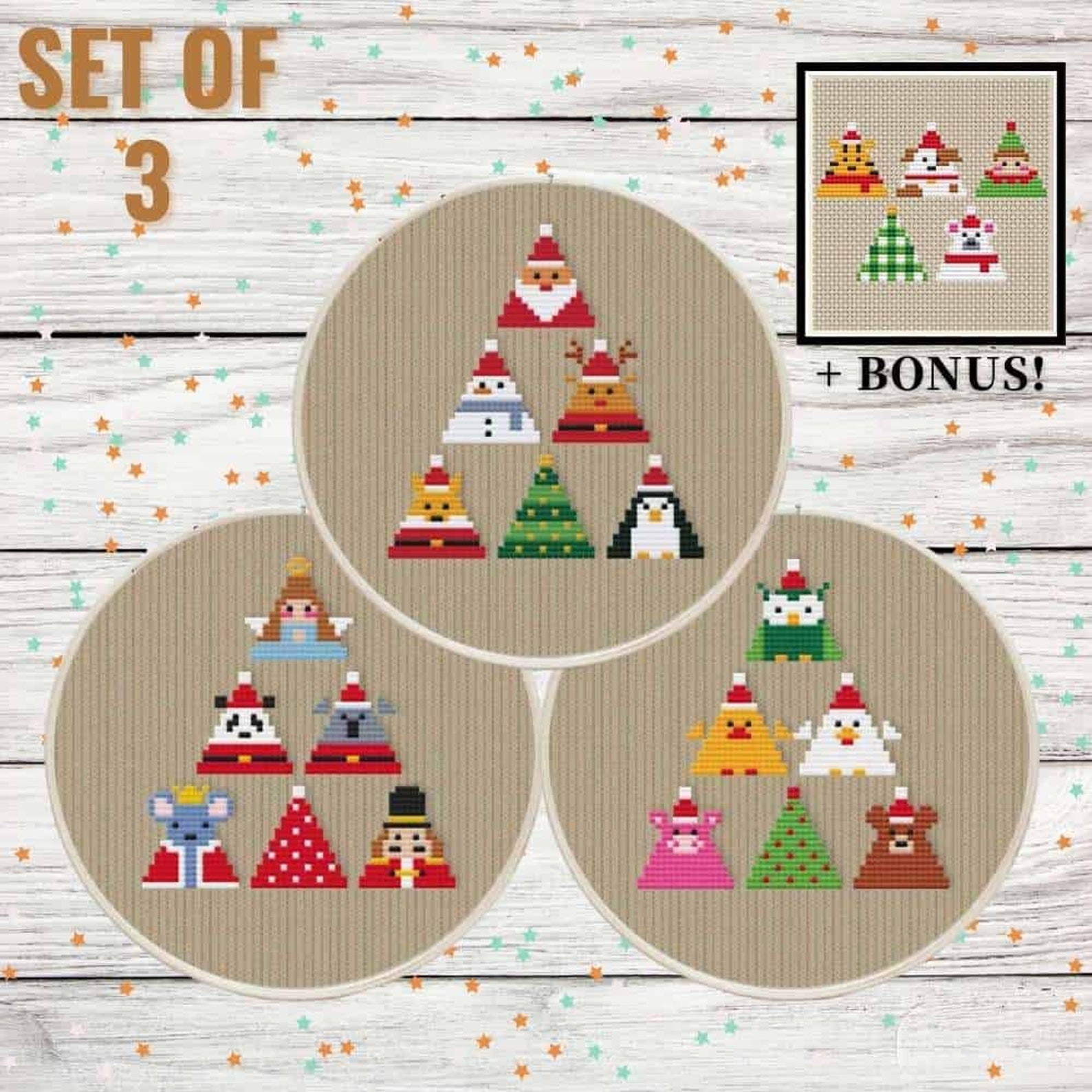 Simple Small Cute Christmas Cross Stitch Pattern Animals - Etsy